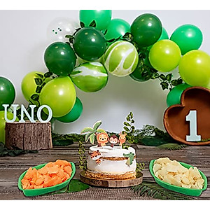 12 Pcs Palm Leaf Hawaiian Party Serving Tray Plastic - Candy Bar Food Holder, Buffet food Plates for Luau Jungle Tropical Party Supplies Table Centerpiece Decoration