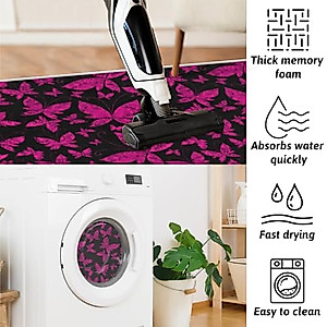 Tavisto Butterfly-Purple Fluffy Oval Shaggy Rugs for Bedroom Aesthetic Plush Floor Mat - Soft and Absorbent - Ideal for Living Room,Home Decor, and Playrooms