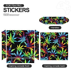 Color Weed Leaf PVC Adhesive Sticker Skin Protector Sticker for PS4 Pro/PS4 Slim Controller for PS4 Pro