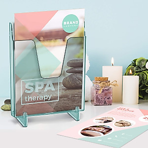 Acrimet Pocket File Holder Vertical Design Brochure Display (for Wall Mount or Countertop Use) (Removable Supports Included) (Letter Size) (Clear Green Color)