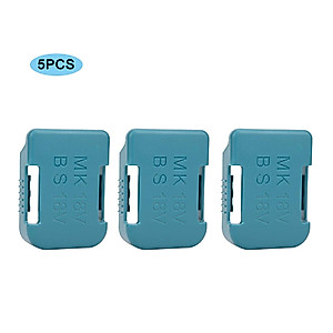 Bindpo Battery Rack, 5Pcs Battery Wall Mount Storage Shelf Rack, Battery Holder Compatible for Makita 18V/for Bosch 18V Batteries, Shelf Bracket Belt Slot(Cyan)