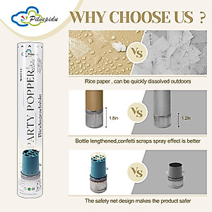 White Confetti Poppers,Rice Paper For Wedding,Biodegradable Confetti Cannon,6Pack Biodegradable Confetti Party Shooters Air Power, Party Party For Lawns Wedding,Birthday,Outdoor Celebrations