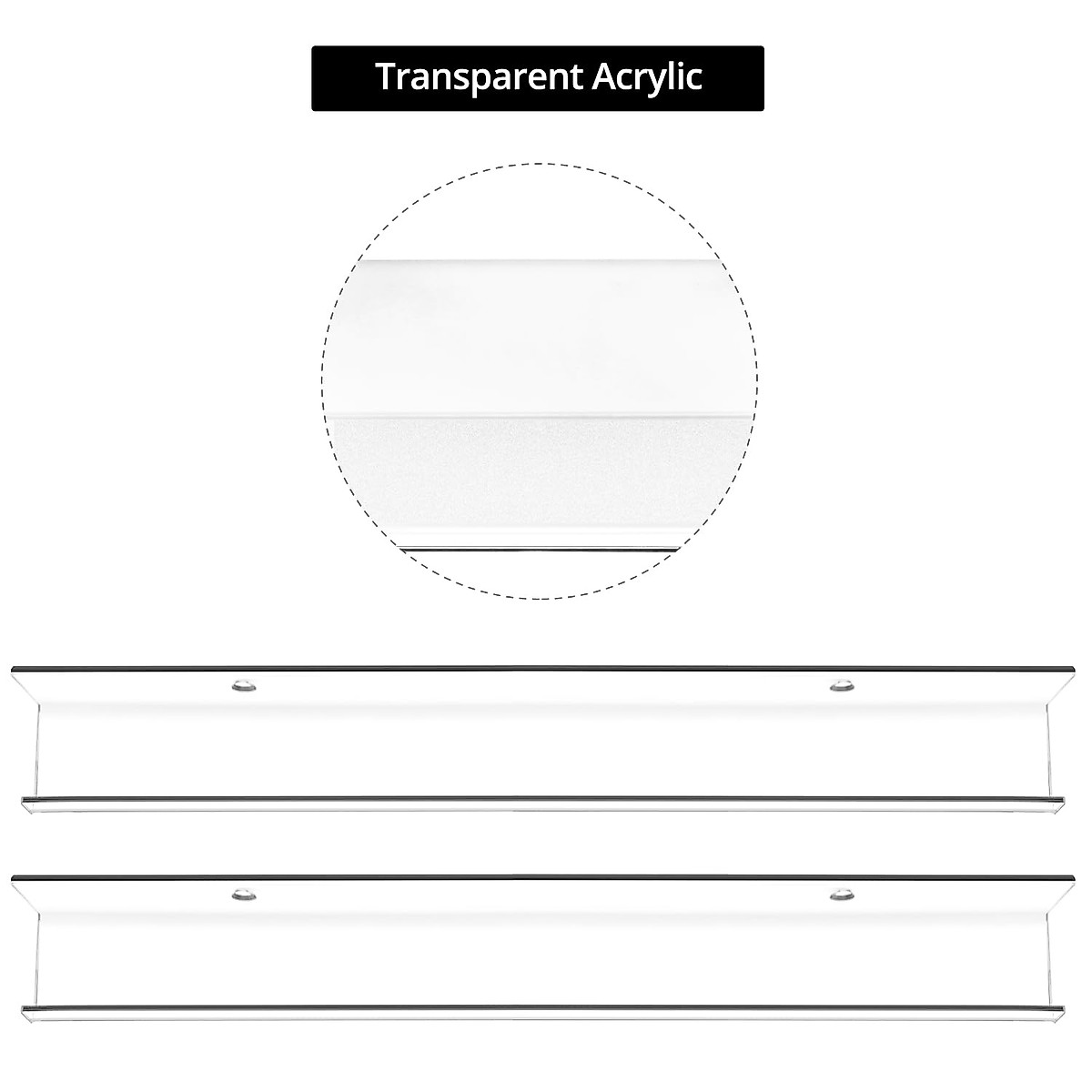 QWORK 15 Inch Invisible Acrylic Floating Wall Ledge Shelf, 6 Pcs, Transparent Wall Mounted Book and Storage Shelves for Nursery, Bathroom, and Kitchen