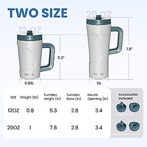 COKTIK 12 oz Insulated Tumbler with Handle and Two Lids(Flip/Straw), Double Wall Stainless Steel Insulated Coffee Mug, Kids Tumbler,Travel Coffee Mug BPA Free Reusable Cup, Haze blue contrast