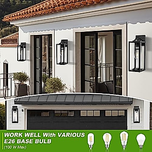 FILIYANO 16inch Large Outdoor Wall Lights - 2 Packs Modern Black Exterior Light Fixture with Clear Glass Shade, Waterproof Porch Lighting for House, Farmhouse Sconces Lantern for Front Door, Garage