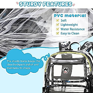 Maod Clear Backpack Stadium Approved for School, Transparent Book Bags Heavy Duty with Free Complimentary Gift (Black)