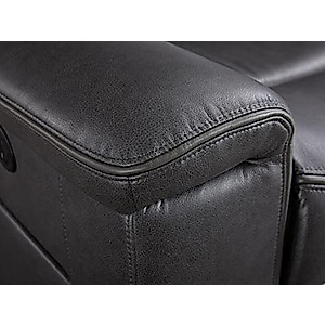 Signature Design by Ashley McAdoo Contemporary Faux Leather Tufted Reclining Power Sofa, Black