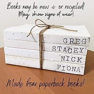 Personalized Stacked Books, Farmhouse Books, Stamped Books, Custom Book Stack, Rustic Home Decor, Stamped Book Set