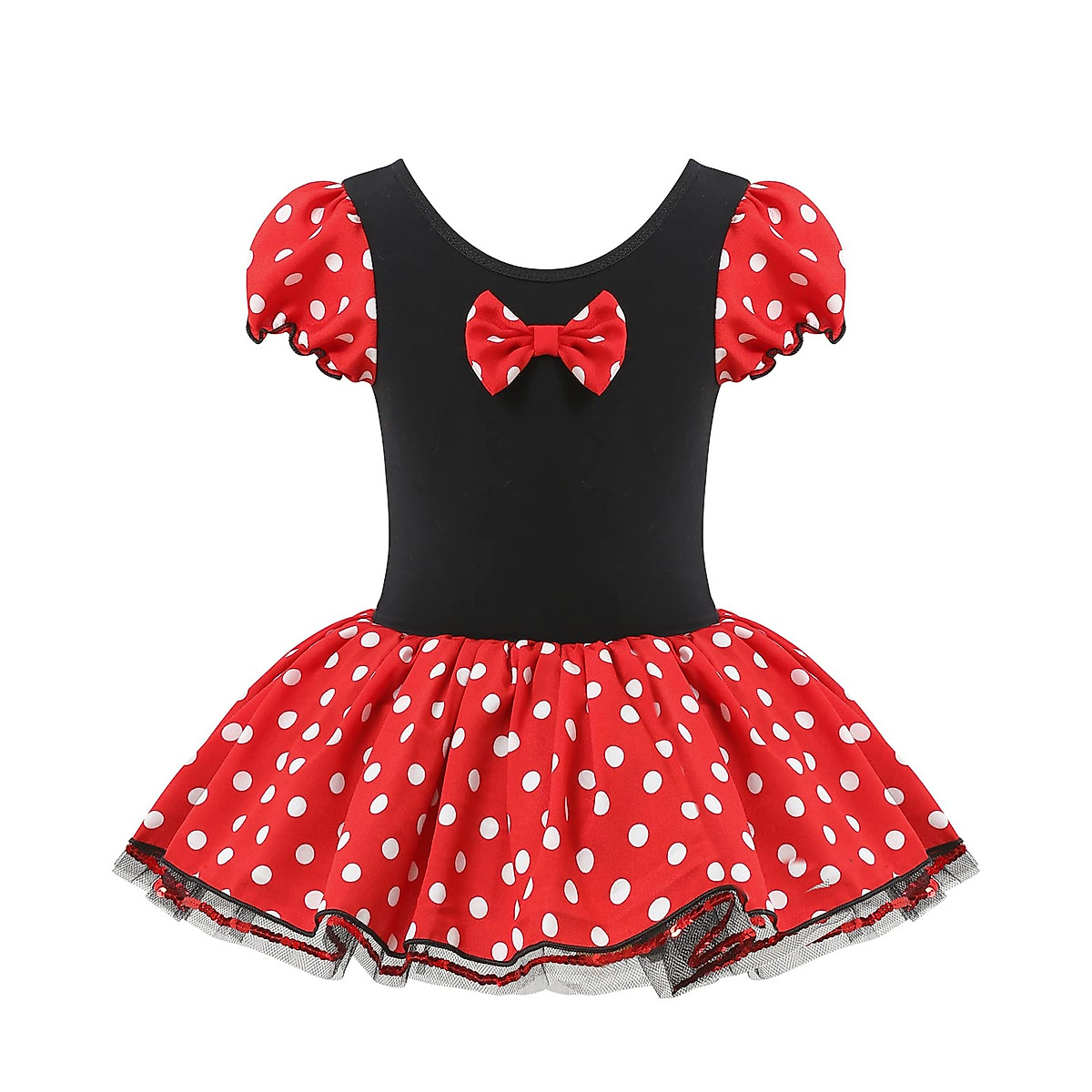 Edlike Girls Polka Dot Ballet Tutu Dress Halloween Dress Up Party Princess Dress Dance Costume (Red, 5-6 Years)