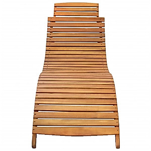 vidaXL Patio Lounge Chair, Outdoor Chaise Lounge Chair, Folding Sunlounger, Sunbed for Backyard Poolside Porch Balcony Lawn, Solid Acacia Wood