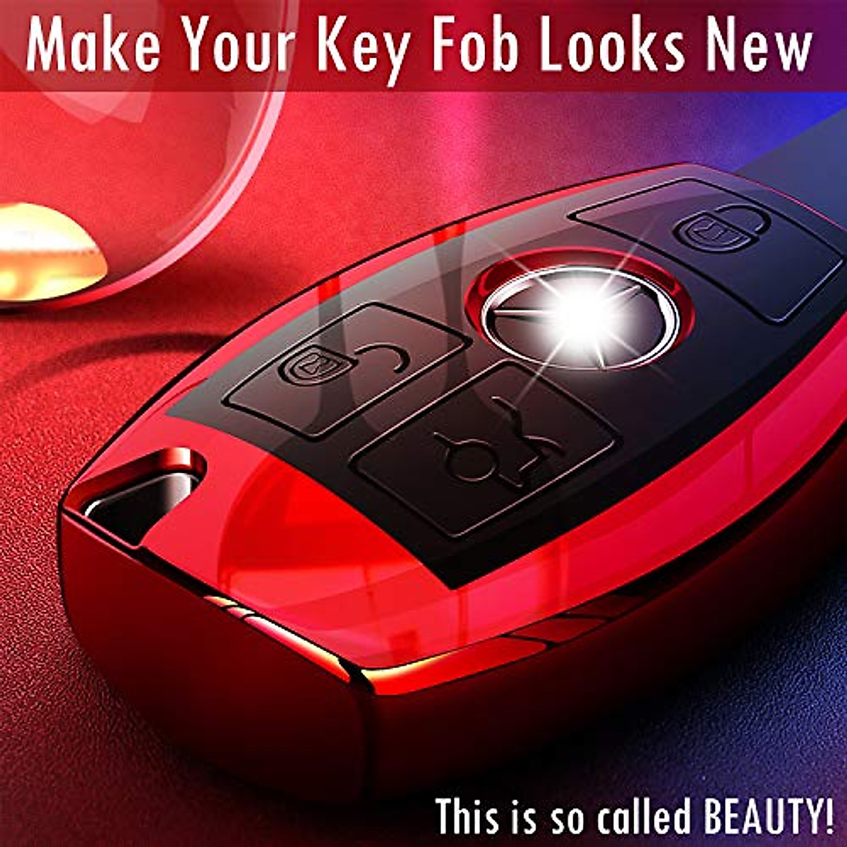 COMPONALL for Mercedes Benz Key Fob Cover, Key Fob Case for Mercedes Benz C E M S CLS CLK GLK GLC G Class Premium Soft TPU