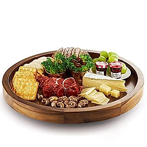TIDITA 18" Acacia Lazy Susan Organizer for Table - Wooden Lazy Susan Turntable for Cabinet - Kitchen Turntable Storage Food Bins Container for Pantry, Countertop (Acacia Wood)