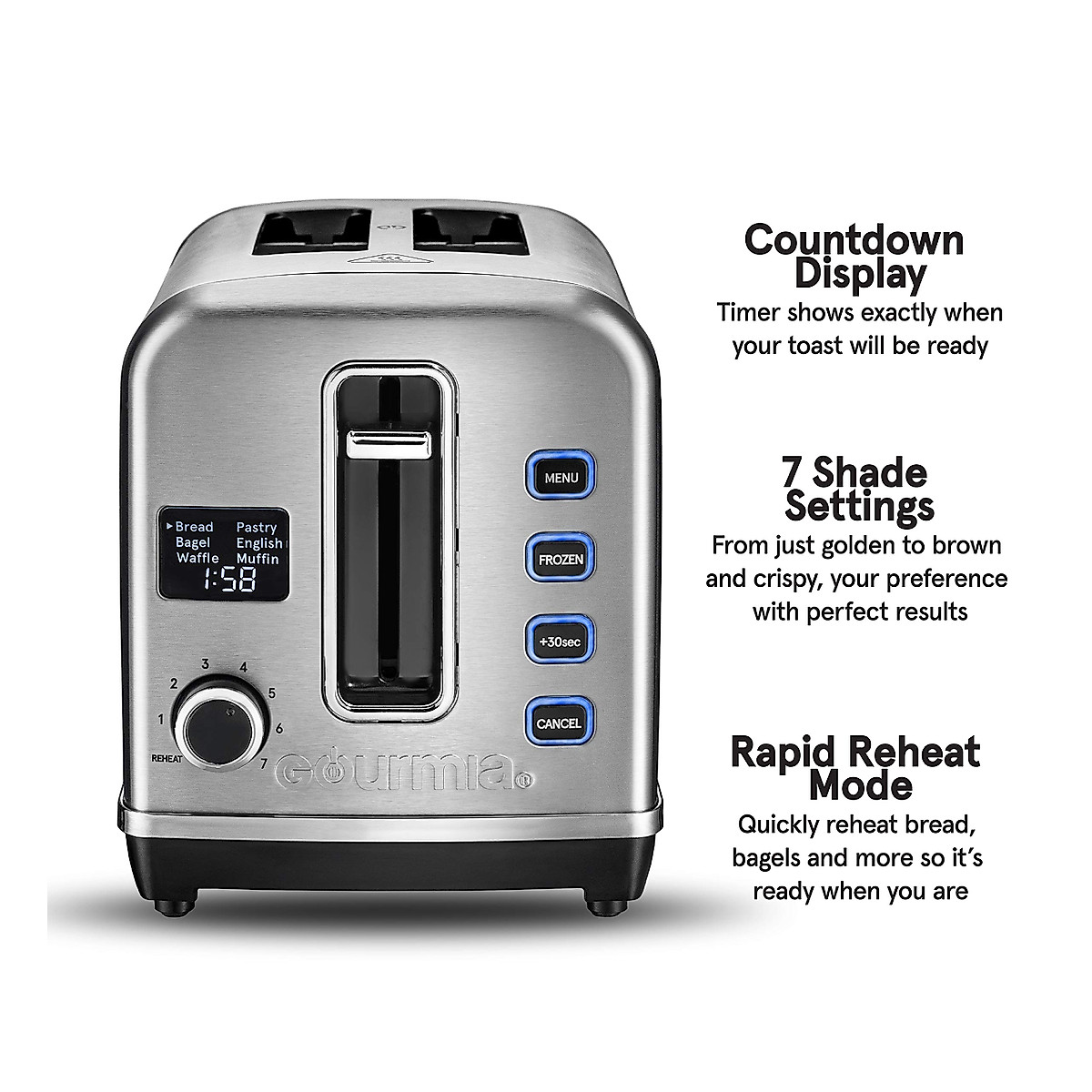 Gourmia GDT2650 Digital Multi-Function Stainless Steel Toaster