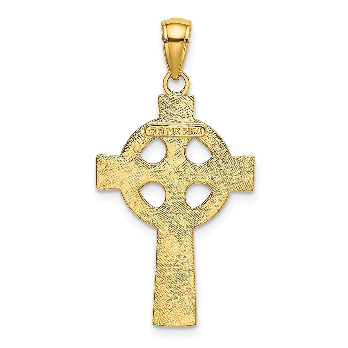 Solid 14k Yellow Gold Celtic Knot Irish Claddagh Cross Pendant Charm - 28mm x 17mm