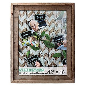 Robhomily 12x16 Barnwood Picture Frame 100% Natural Wood 12x16 Rustic Frame for Wall Amounting, Distressed Farmhouse Picture Frames 12x16 for Home Decor.