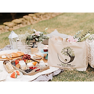 Green Aura Kitchen Reusable Grocery Shopping Bags, Canvas Grocery Bags Reusable Shopping Bags, Reusable Grocery bags Washable, Foldable & Heavy Duty, Cloth Grocery Bags With Handles, Set of 2 (L) Bags