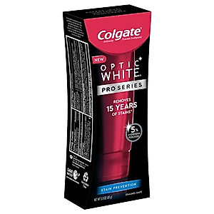 Colgate Optic White Pro Series Whitening Toothpaste with 5% Hydrogen Peroxide, Stain Prevention, 3 Oz Tube