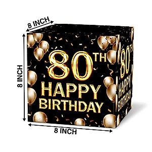 Keydaat 80th Birthday Card Box，Black And Gold Card Box for Birthday Party Decorations ，Party Supplies, Money Box -  1 PC (032 sr)