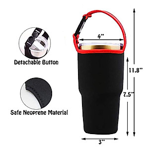 TuNan 4PCS Tumbler 30oz Carrier Holder Pouch with Shoulder Strap, Fit for YETI, Rtic, Atlin, Ozark Trail, Rambler, Neoprene Sleeve with Carrying Handle - 4 Colors