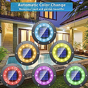 Biling Solar Ground Lights Outdoor with 12 LEDs, Multi-Color Auto-Changing Solar Outdoor Lights Waterproof, Solar Garden Lights for Pathway Garden Yard Patio Lawn - (Multi-Color 8pack)