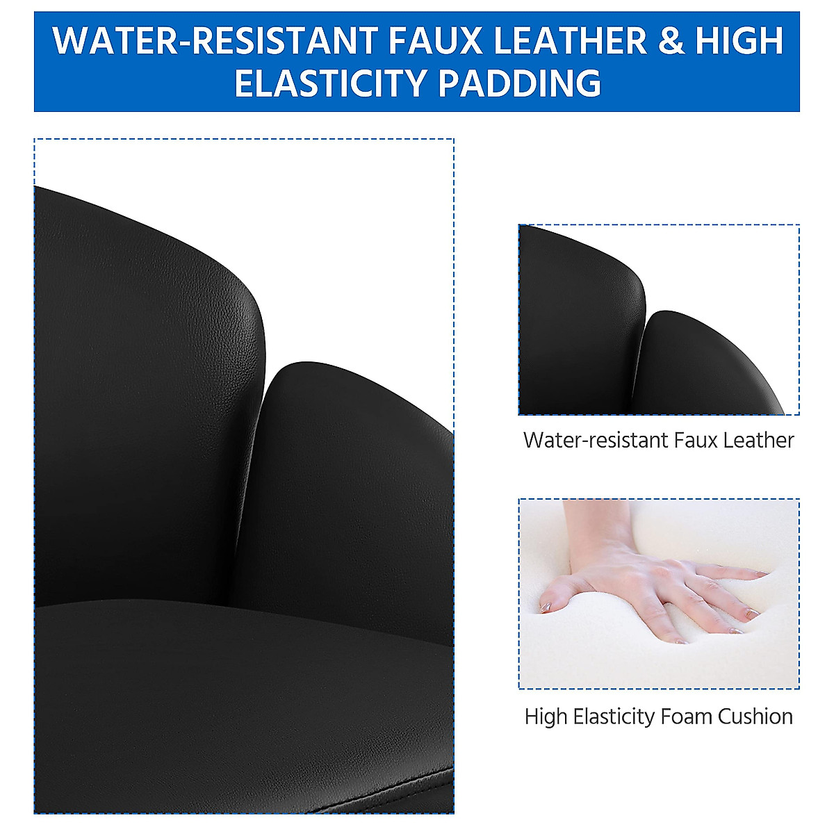 Yaheetech Cute Petal Desk Chair Home Office Chair Swivel Leather Desk Chair Makeup Vanity Chair with Armrests for Bedroom Modern Computer Rolling Chair for Women Black