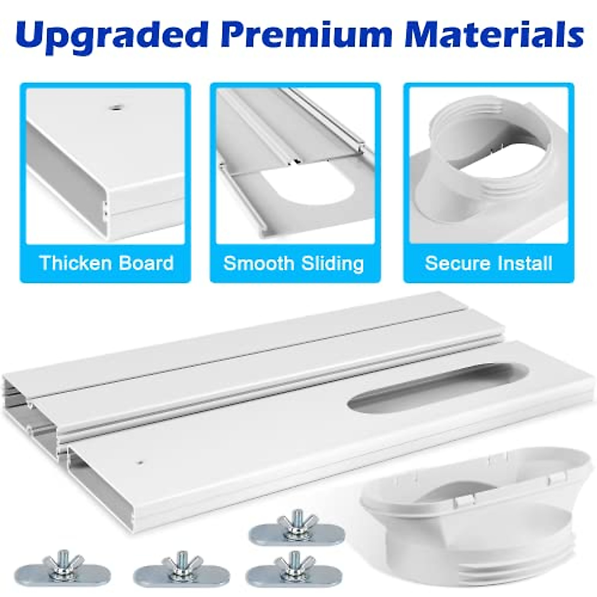 TigeJoy Sliding Door Air Conditioner Kit for 5.1 & 5.9 Inch Exhaust Hose of Portable AC, Max Adjustable Length 95 Inch Air Conditioner Window Vent Kit with Universal Coupler Reinforced PVC Plates Seal