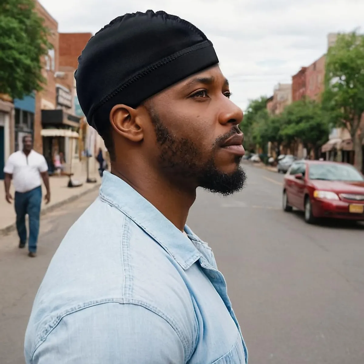 2PCS Silky Stocking Wave Cap for Men, Good Compression Over Durag (Red+Black)