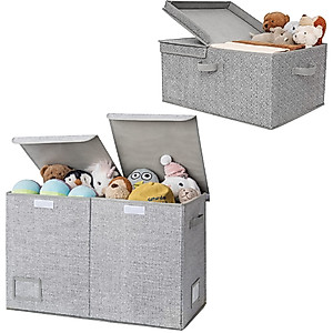 GRANNY SAYS Bundle of 1-Pack Big Toy Box & 1-Pack Gray Storage Basket with Lid