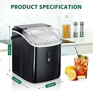 Xbeauty Nugget Ice Maker Countertop Up to 35lbs of Ice a Day with Self-Cleaning,Stainless Steel,Removable Ice Basket&Scoop