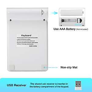 TRELC Wireless Numeric Keypad and Mouse Combo, Mini 2.4G 18 Keys Number Pad with Silent Mouse, Financial Accounting Data Entry Numpad Keyboard Extensions for Laptop, PC, Desktop, Notebook (White)