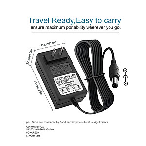 15V AC DC Power Supply Cord for Theragun Prime, Theragun Mini Massage Gun Model BR-GUN-002, G4-Mini-RED-PKG-US Theragun Massager Gun, Dewalt DXAEPS14 Fluke DTX-1800, W-King T11 Adapter Charger Cable