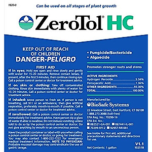 BioSafe Systems ZeroTol HC, Broad Spectrum Algaecide, Bactericide, and Fungicide, Peroxyacetic Acid, Kills Mold, Single 6200-1, 1 Gallon