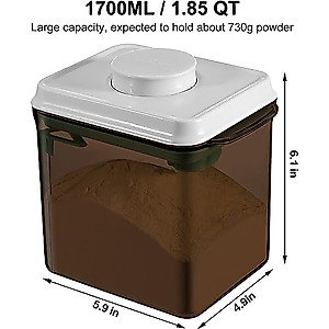 vione Airtight Food Storage Container Sets, Pop Up Food Containers With Lids, Stackable Formula Container for Rice Coffee Flour Sugar Cereal (1700ML（Anti-UV）)