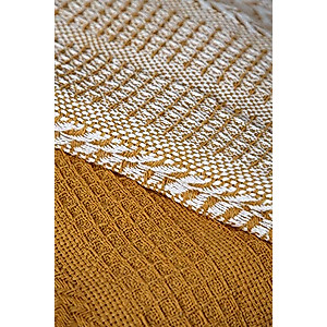 Excel Hometex 100% Cotton Throw Blanket Handloom Batik (50 x 60 Inch Set of 2)- Luxurious Cotton Throw Blanket-Indoor - Outdoor Throw Blanket (Gold, 50" x 60")