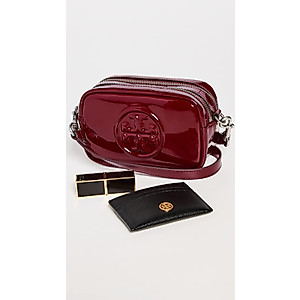 Tory Burch Women's Perry Bombe Patent Mini Bag, Royal Burgundy, Red, One Size
