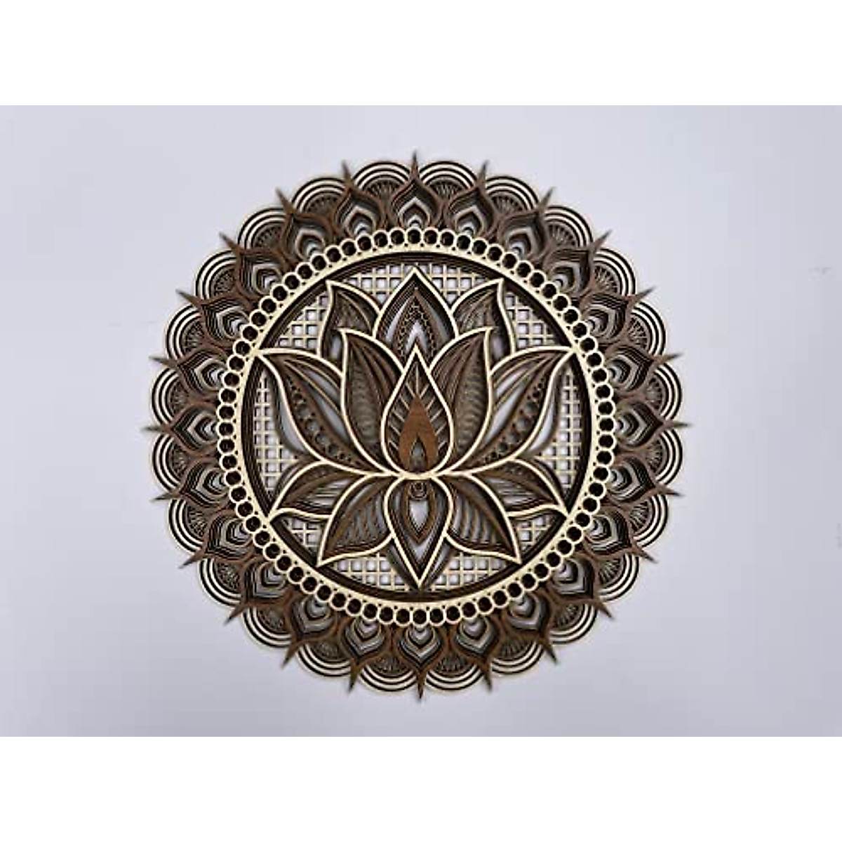 Mandala Wall Art, Mandala Wood Wall Art Decor, Lotus Flower Wall Decoration, Layered Mandala (Small)