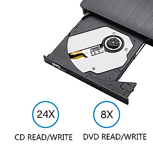 JumPeak External USB 3.0 DVD Player CD Drive Portable CD DVD +/-RW Drive DVD/CD ROM Rewriter Burner Writer for Laptop Desktop PC Windows Linux Mac OS MacBook Pro iMac