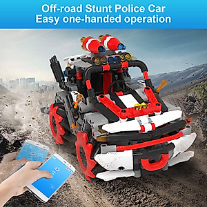 Building Remote Control Car, STEM Toys Set 546 Pcs Building Blocks Kit DIY Rechargeable RC Car with APP & Remote Control, Build Your Own Racing Stunt RC Vehicle for Kids Educational, Early Learning