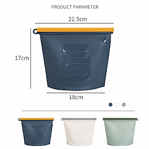 WanLann Reusable Silicone Ziplock Bags -Large Capacity Silicone Ziplock Bag 34OZ Convenient Storage and Microwave Safe (White)