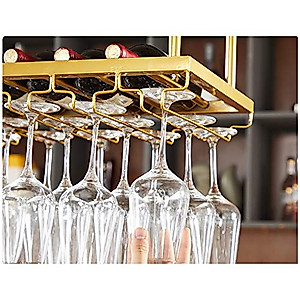 Inverted Retro Wine Glass Stylish Simplicity Wine Rack Simple Home Creative Display Wine Glass Bracket Bar Restaurant Kitchen Adjustable Height Floating Wine Rack (Golden 120 * 35Cm), PIBM, Black,