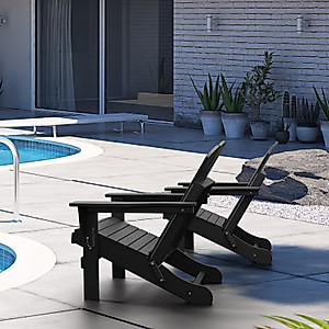 WUTUTUEE Adirondack Chair, Folding, Weather Resistant, White, Composite Material, Modern Style, Fire Pit Plastic Chair for Patio, Deck, Garden