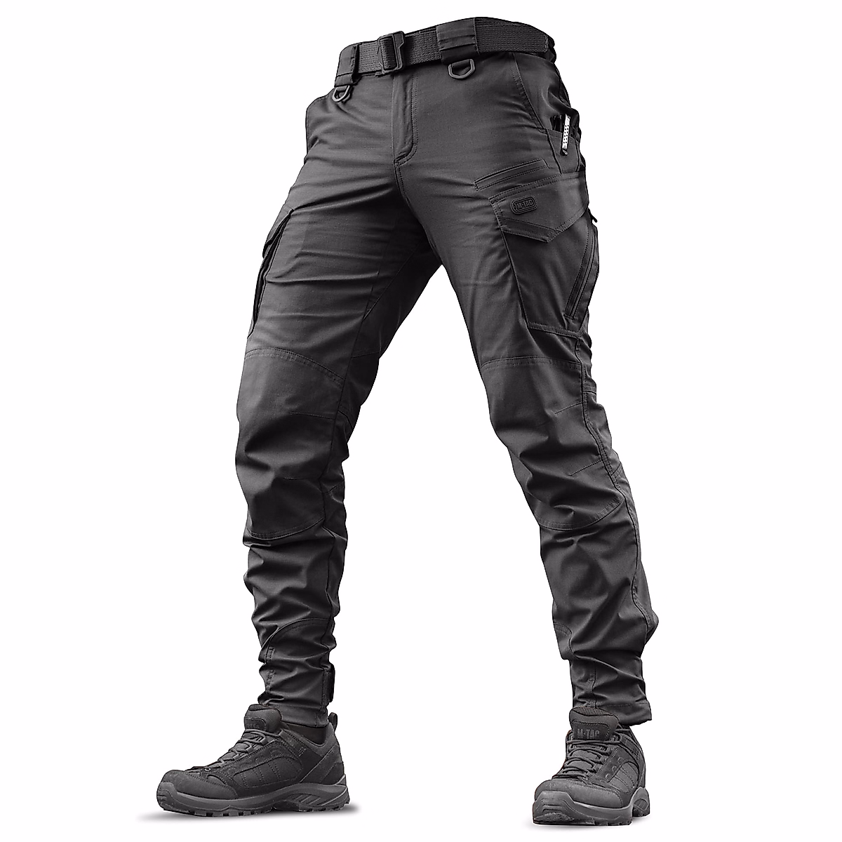 M-Tac Aggressor Flex - Tactical Pants - Men Black Cotton with Cargo Pockets (Black, 34W x 32L)