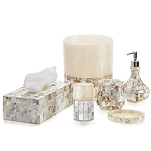 Creative Scents Bathroom Trash Can - Decorative Bathroom Wastebasket Finished in Beautiful Mother of Pearl - Modern Waste Basket for Bathroom, Powder Room Or Living Room (Milano Collection)