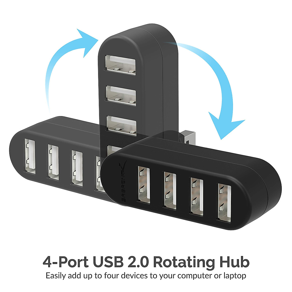 SABRENT 4-Port USB 2.0 Hub + 4-Port USB 2.0 Hub with Individual LED lit Power Switches