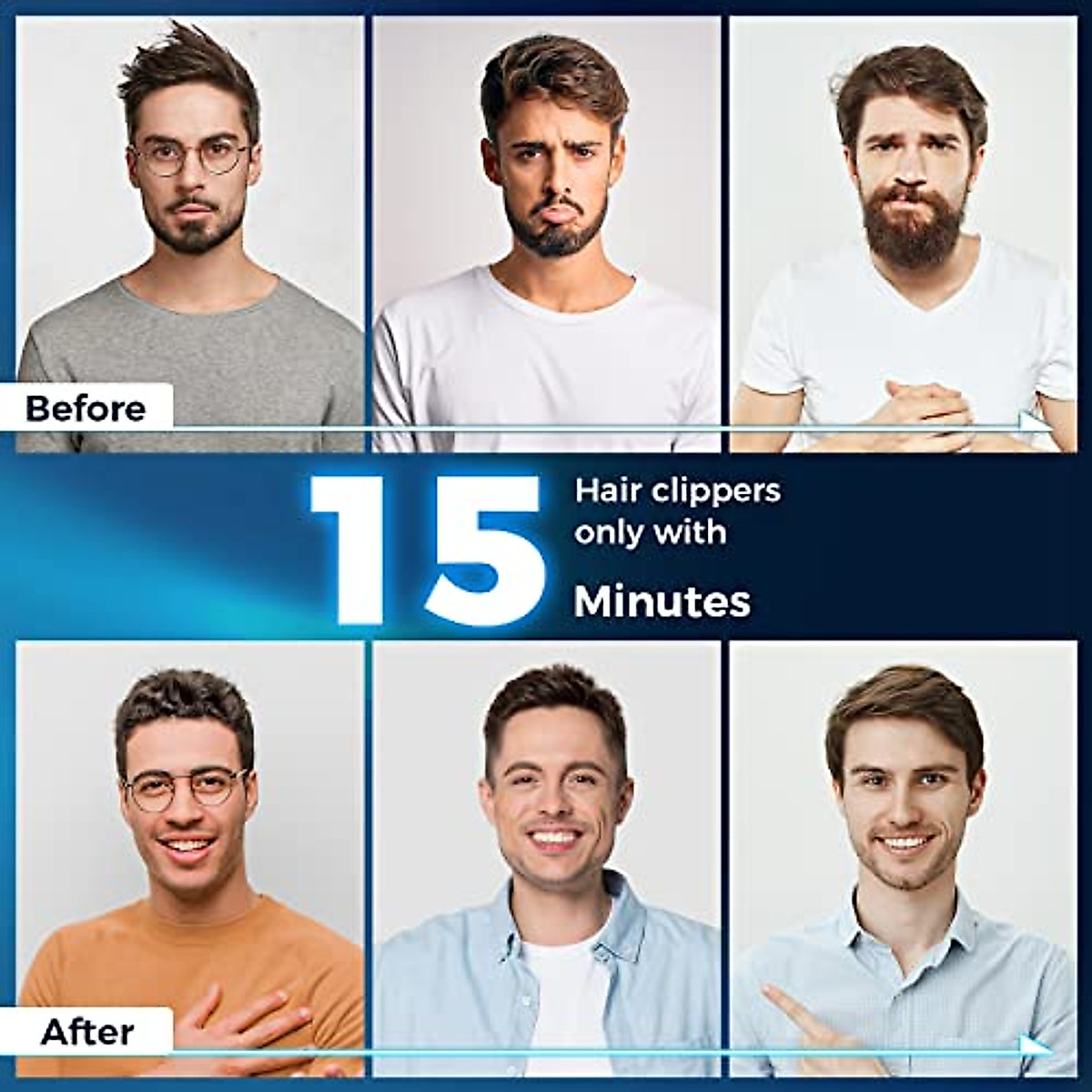 Hair Clippers for Men, 5 Hours Cordless Hair Cutting Kit with 10 Combs, LED Display, Low Noise Professional Beard Trimmer Barber Clippers Hair Cutting Kit with Scissors,Cape, Gifts for Men Family