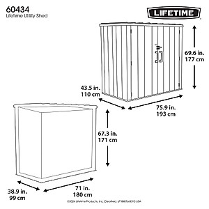 Lifetime Outdoor Utility Storage Shed with Double Wall Steel-Reinforced Construction, 6.3 x 3.6 FT