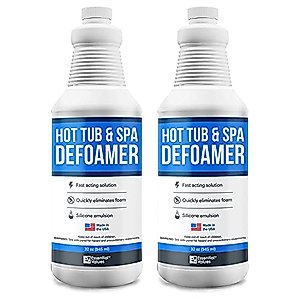 Hot Tub Foam Eliminator, 2 Pack Pool & Spa Defoamer (32oz/ Bottles) – Eliminate Foam Without Harsh Hot Tub Chemicals, Eco-Friendly & Safe w/ Silicone Anti Foam. Get Foam Down and Enjoy Leisure Time