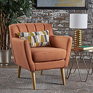 Christopher Knight Home Merel Mid-Century Modern Fabric Club Chair, Orange / Natural