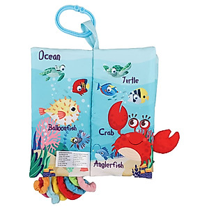 Fish Baby Books 0-6 Months,Crinkle Cloth Books for Babies,Touch and Feel Baby Book Toys Infant 0-3-6-12-18 Months, Toddlers,Interactive Infant Sensory Toys,Shower Baby Gifts Christmas for Boys Girls