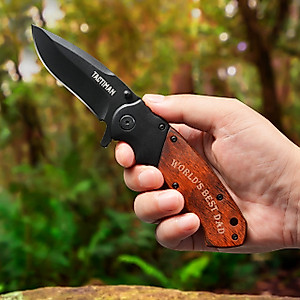 TACTIMAN Gifts for Dad from Daughter Son Wife, Dads Gifts, Fathers Gifts, Birthday Anniversary Fathers Day Christmas Gift for Dad, Engraved WORLD'S BEST DAD Fathers Gifts, Pocket Knife Gift for Dad